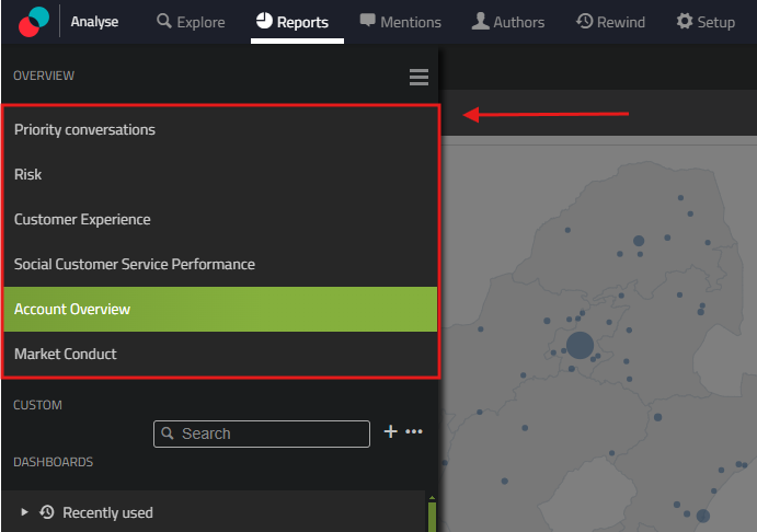 What are the overview dashboards in Analyse?